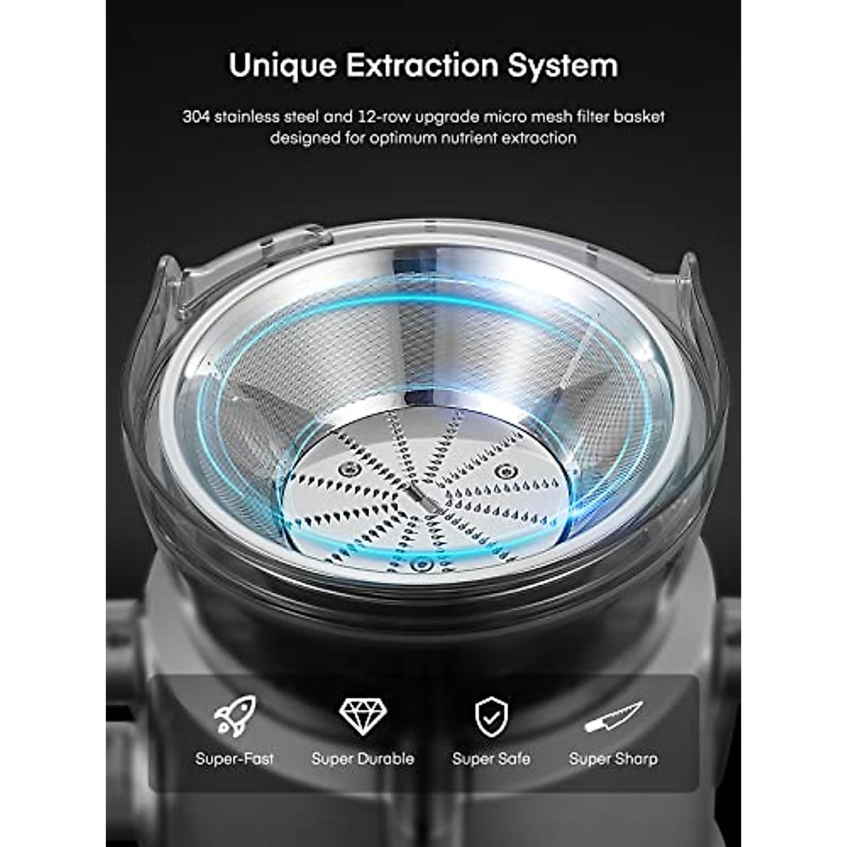 JUILIST Juicer Machines, 1000W Juicer Vegetable and Fruit with 3.2" Wider Mouth Food Chute, Easy to Clean, Large Power（1300W Peak）Juicer Extractor, 4S Fast Juicing & 2 Speeds Setting, Silver