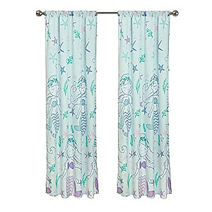 Kidz Mix Mystical Mermaid Window Curtains, 48x84, Blue