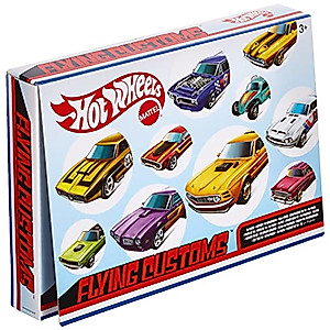 ​Hot Wheels Flying Customs 10-Pack of 1:64 Scale Throwback Vehicles with Retro-Style Package, Gift for Collectors & Kids 3 Years Old & Up