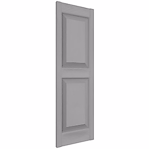 Ekena Millwork Lifetime Vinyl LP2S12X05500PG Standard Two Equal Panel Vinyls, Raised Panel Vinyl Shutters, w/Installation Shutter-Lok's & Matching Screws (Per Pair), 12"W x 55"H, Paintable