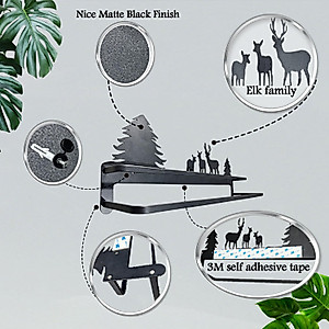 Towel Racks for Bathroom,Matte Black Bathroom Towel Holder Wall Mounted,Rustic Kitchen Dish Towel Hanger with Double Towel Bar,with Nails and Self Adhesive