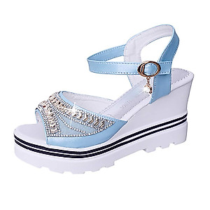 ZHOUXINGB Clear Heels for Women Gladiator Sandals for Women Lace Up Rain Sandals Trail Water Sandals Retro Shoes Hiking Boots Heels Cute Cow Print Shoes for Women Blue