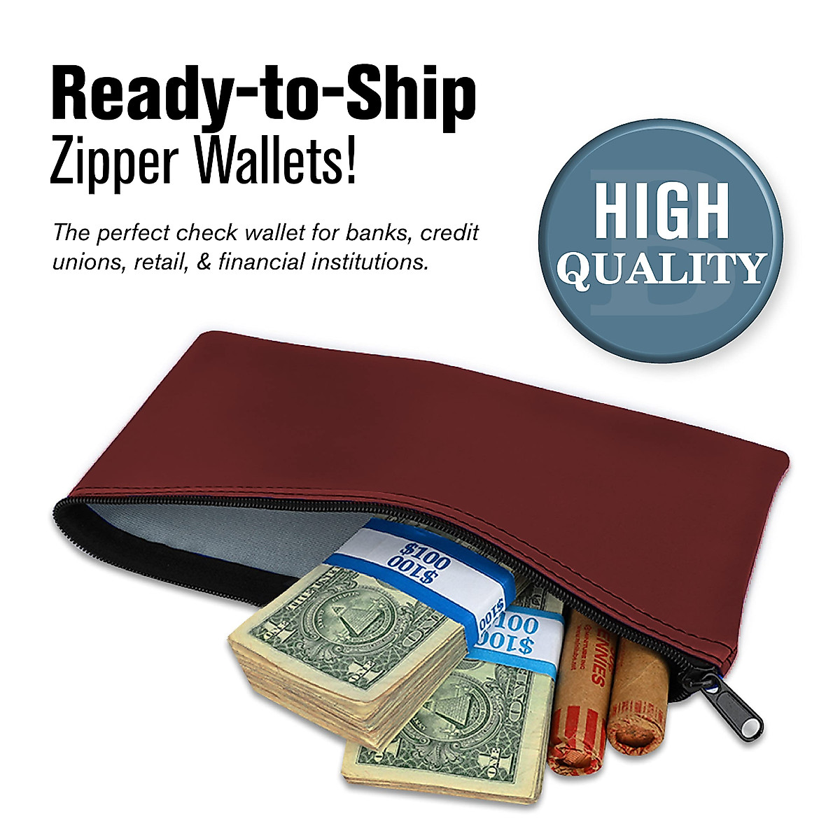 Burgundy Expanded Vinyl Reusable Deposit Bag - 11W x 6H