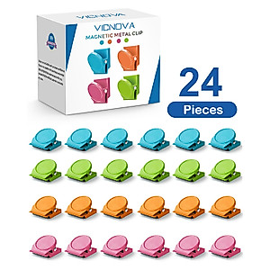 Magnetic Clips, 24 Pieces Magnetic Metal Clips, Fridge Magnet Refrigerator Whiteboard Wall Fridge Magnetic Memo Note Clips Magnets Metal Clip