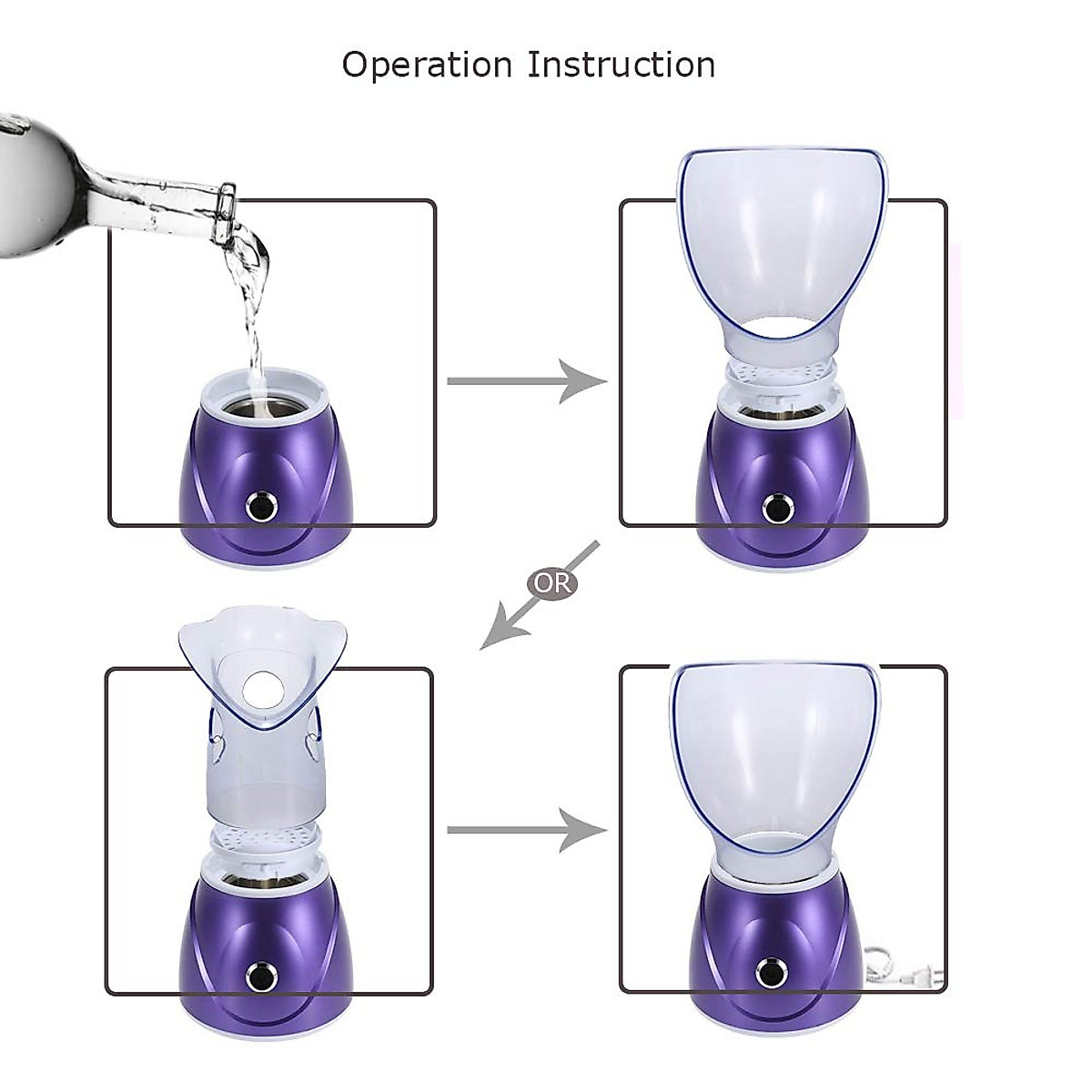 Hann Facial Steamer Professional Sinus Steam Inhaler Face Skin Moisturizer Facial Mask Sauna Spa Steamers with Aromatherapy Diffuser Humidifier Function (Purple)