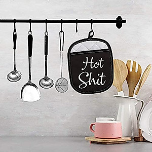 Funny Oven Pads Pot Holder with Pocket for Baker Hot Shit Humor Gift Gag Baking Gift (Hot Shit)