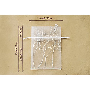 CREATIVE ORGANZA Bags 100Pcs 5x7 inch White Gift Pouch with Satin Drawstring Perfect for Wedding Baptise Party Favors Candy Jewelry Cosmetics