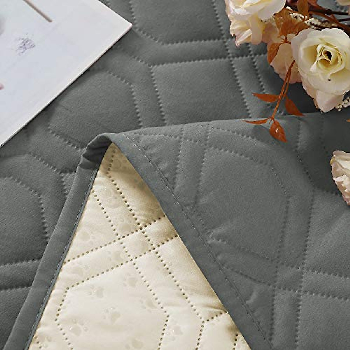 SUNNYTEX Waterproof Dog Bed Cover Dog Mat Pet Pad Pet Blanket for Couch Sofa Bed Mat Anti-Slip Furniture Protrctor(52" 82",Grey)