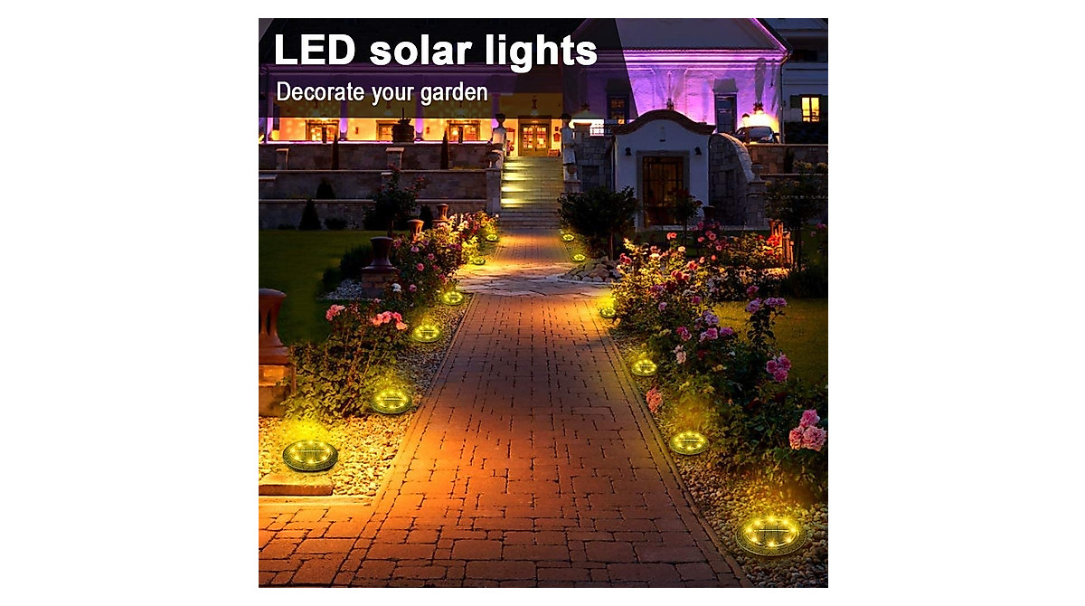 12 Pack Waterproof Solar Ground Lights for Outdoor Use