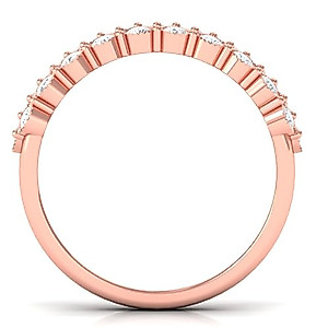 Natural Diamond Wide Wedding Band, Hi-Si Clarity, Certified Diamond Anniversary Ring - With Jewelry Box, 14K Rose Gold, Size:US 9.00