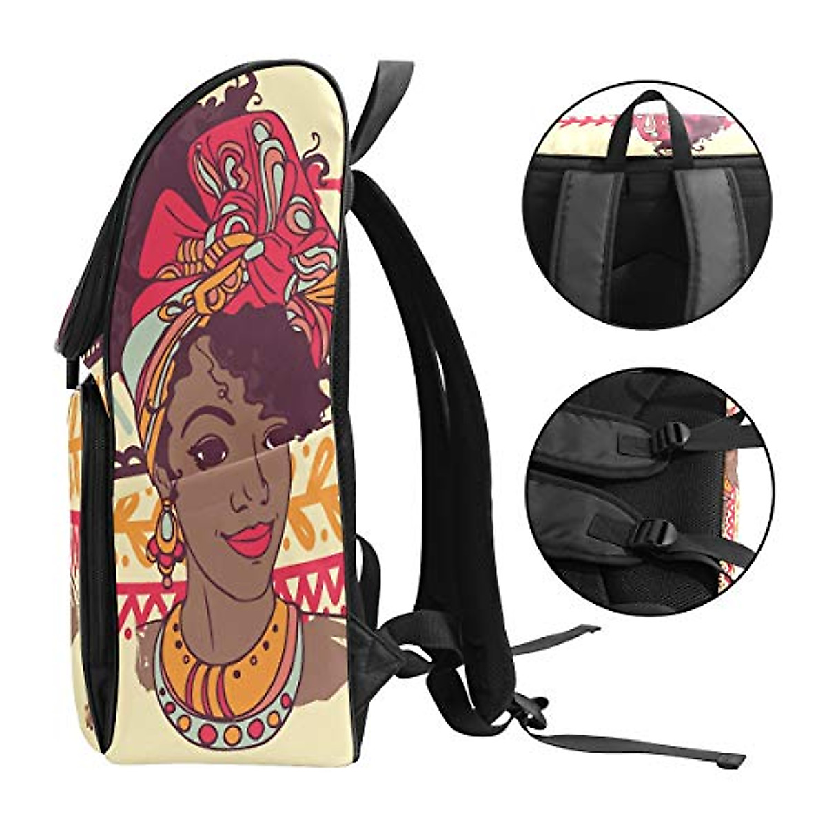MRMIAN Beautiful African American Woman Large Capacity School Backpack Bookbag for Collage Students Women Man Travel Hiking Camping Daypack 19x14x7 Inches