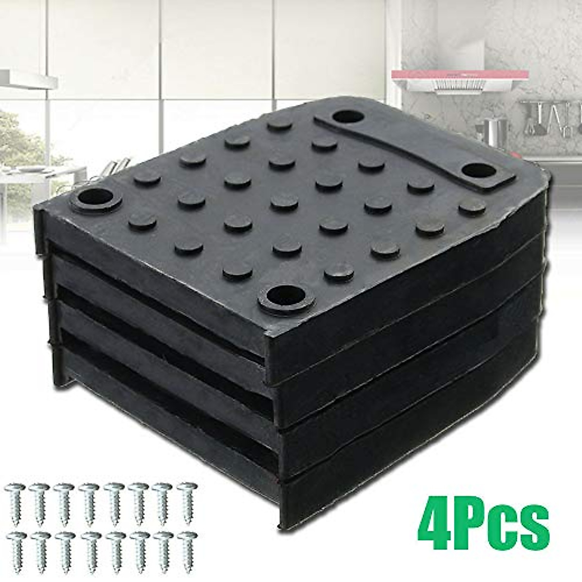 EKDJKK Stilt Sole Anti-Slip Pads for Drywall, 4pcs Stilts Sole Foot Pads Stilt Sole Replacement Kit,Construction Tripod Mat with Screw,Non-Slip Indoor Decoration(Black)