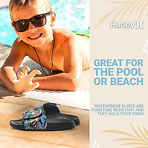 Hurley Naia Slides for Girls and Boys, Slip-On Kids Slippers with Adjustable Strap, Kid's Sandals for Indoor and Outdoor, Adjustable Sporty Slides for Kids, Eva Footbed Shower Slides, Hawaii