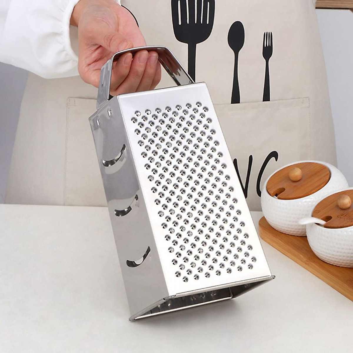 SHERCHPRY Vegetable Slicer Box Grater Cheese Graters Stainless Steel Vegetable Shredder Mandoline Slicer Nuts Kitchen Slicer Shredder Zester Grater 8inch Cheese Grater