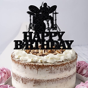 WRACKKIAR Drum kit Happy Birthday Cake Topper-Drum Set Cake Topper for Music Theme Party for Rock Roll Drummer Party Decor