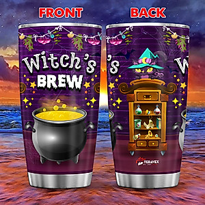 TERAVEX Witches Brew Tumbler with Lid - Classy Halloween Tumbler Cup - Cute, Funny Witch Gifts for Friends - Durable, Vacuum Insulated Cup - Stainless Steel Tumbler for Hot or Cold Drinks