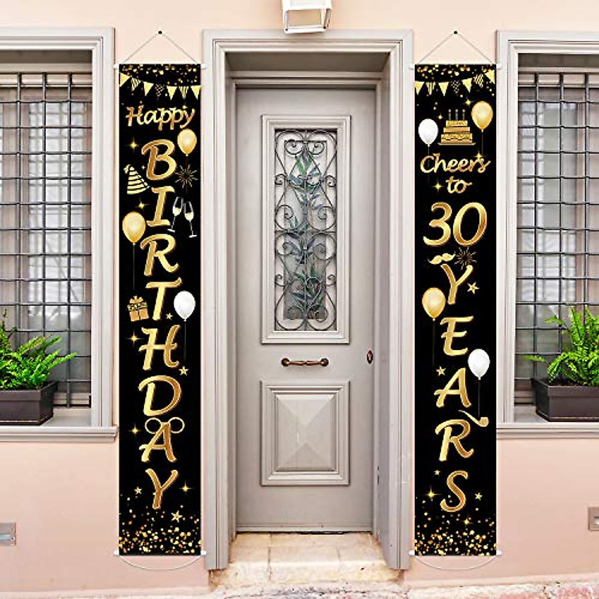2 Pieces 30th Birthday Party Decorations Cheers to 30 Years Banner 30th Party Decorations Welcome Porch Sign for 30 Years Birthday Supplies (30th Birthday)