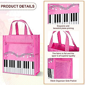 Cunno 2 Pcs Piano Keys Handbag Small Piano Music Bag Reusable Tote Bag Shoulder Shopping Bag Book Bag Tote for Piano Music Teacher Gifts