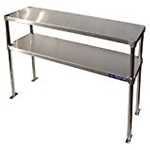Stainless Steel Adjustable Double Overshelf for Work Table 18 x 48 - Top Mount