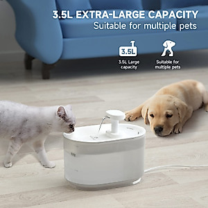 ELS PET Cat Water Fountain with Wireless Pump, 118 oz/3.5L Automatic Pet Water Fountain for Cats Inside, Auto Power Off Pump & Ultra Quiet Dog Water Dispenser, Easy to Clean/Safe/BPA-Free (3.5L/118oz)