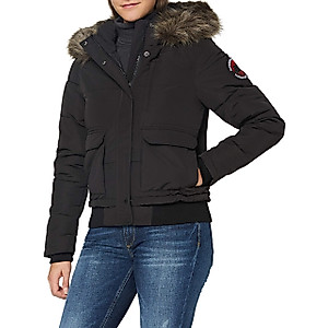 Superdry Womens Everest Bomber Jacket, Zip And Popper Fastening Black Size 12