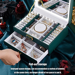 Jewelry Box Lingge Jewelry Box Multilayer Jewelry Box LED Makeup Jewelry Pull-Out Jewelry Box Storage