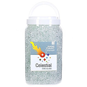 Ultra Clear, 1/4" Tempered Fire Glass in Diamond Starlight | 10 Pound Jar, by Celestial Fire Glass