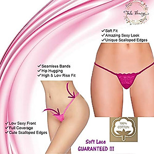 Low Rise Medium Thongs Women's Sexy Lace Thong T Back Cotton G-String Panties