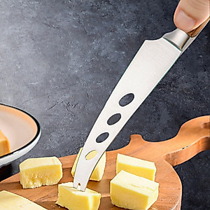 3 Piece Cheese Knife Set for Charcuterie Board, Olive Wood Stainless Steel Cheese Knives, Perfect for Hard and Soft Cheese Slicer and Cutter