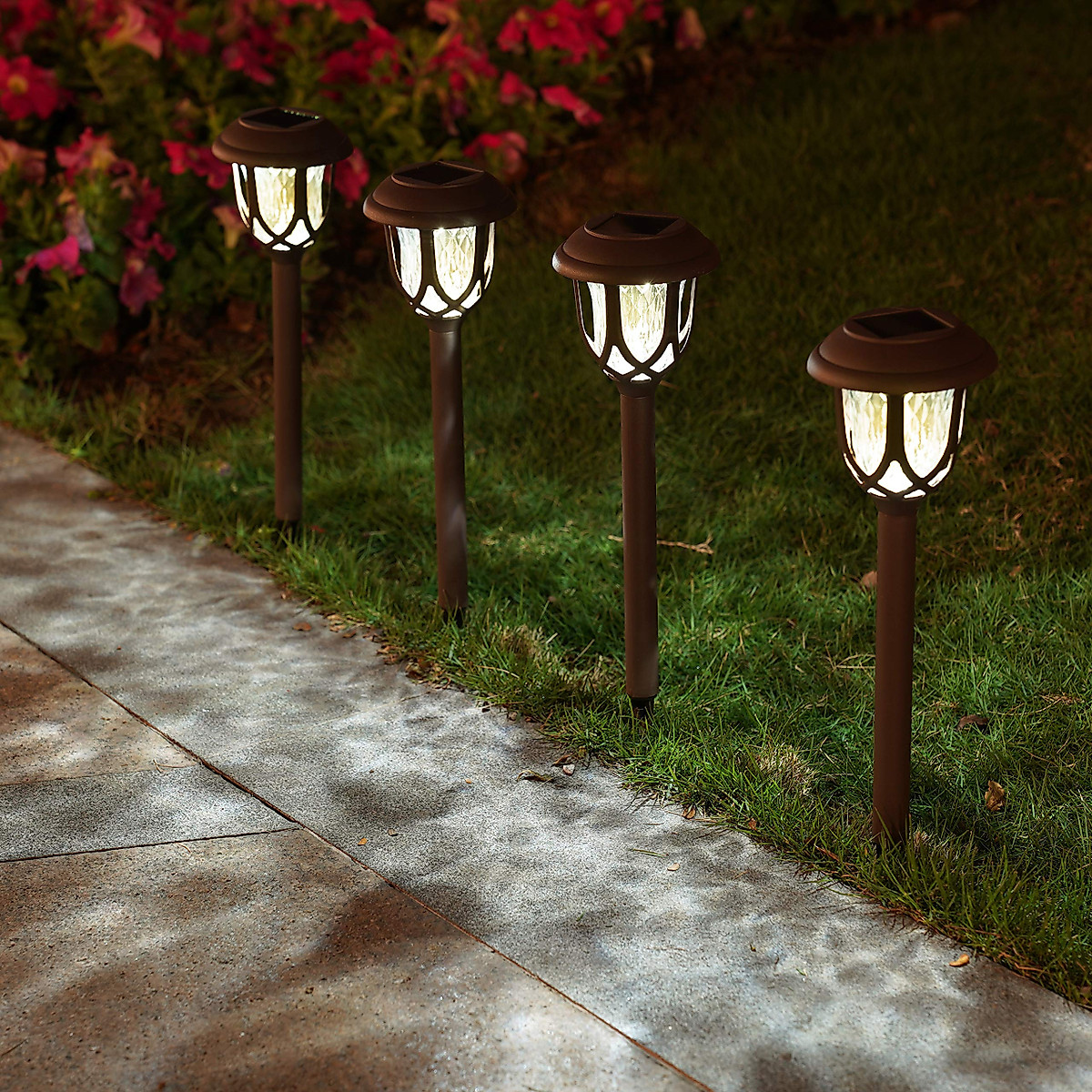 EXCMARK 10 Pack Solar Lights Outdoor Decorative Garden Yard Lights for Pathway Walkway Sidewalk Driveway. (Brown, Warm White)