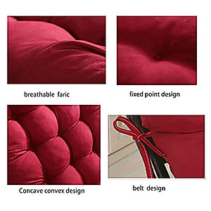 Patio Chaise Lounger Cushion, Indoor/Outdoor Chaise Lounger Cushions Rocking Chair Sofa Cushion with 6 Ties,Thick Padded Chaise Lounger Swing Bench Cushion，61Inch (Wine Red)