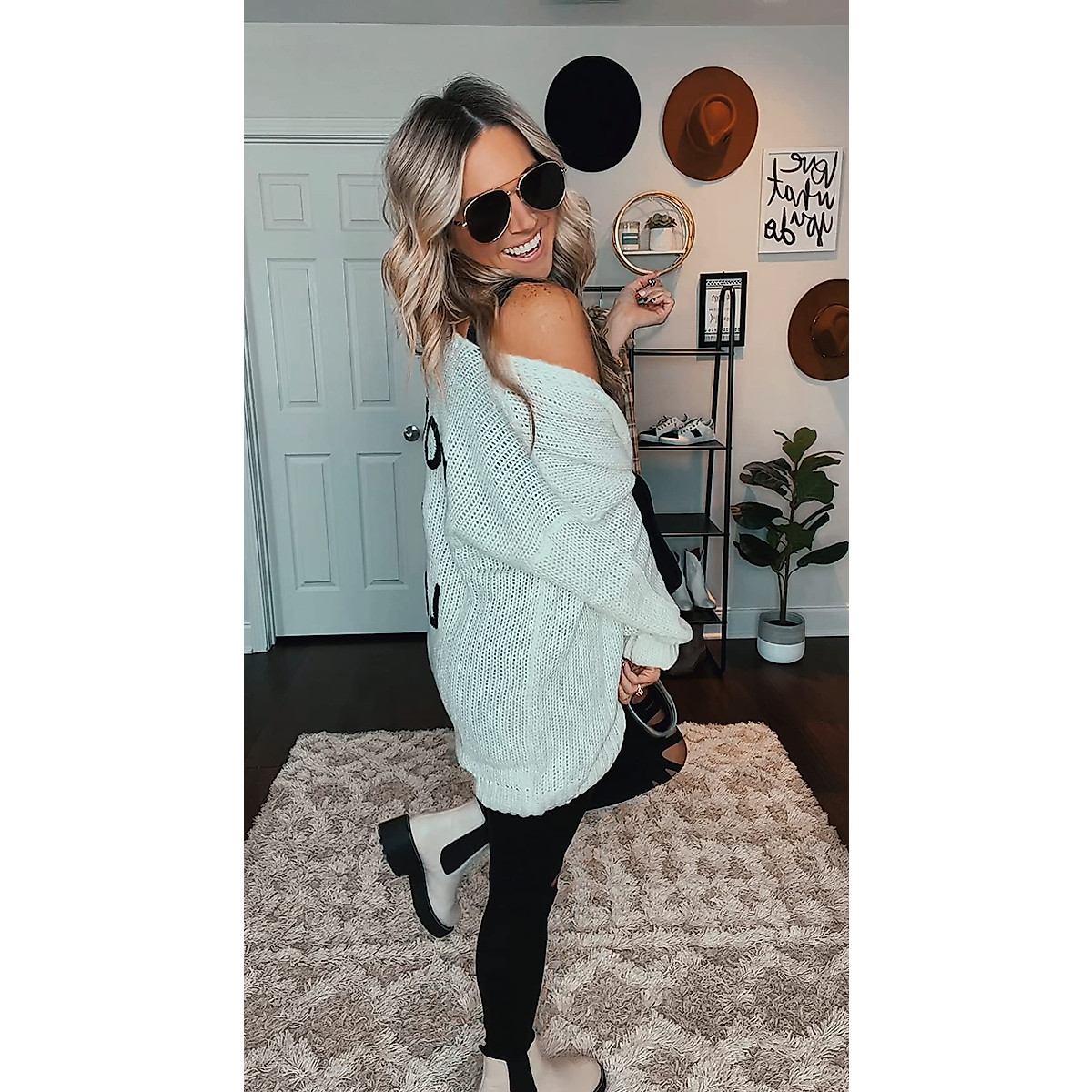 PRETTYGARDEN Womens Cardigan for Women Dressy，Chunky Knit Sweater Open Front Oversized Long Cardigan Outwear Coat (White, Small)