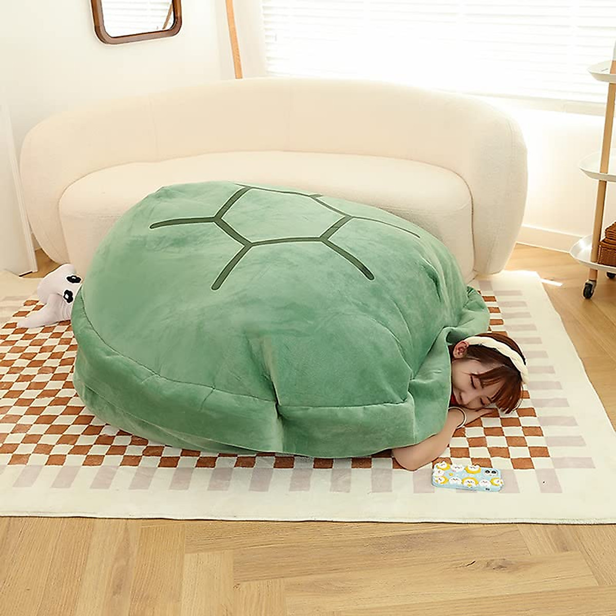 LLXLY Cozy Wearable Turtle Shell Pillow Adult, Turtle Wearable Blanket Pillow,Turtle Shell Throw Pillow, Comfort Companion Pillow for Home and Relaxing (31.5" Green)