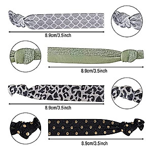 20 Pieces Hair Ties Gold Prints No Crease Elastic Ribbon Ties Ouchless Stretchy Hair Bands Fold Over Yoga Ponytail Holder for Women Twist Fabic Hair Styling Accessories