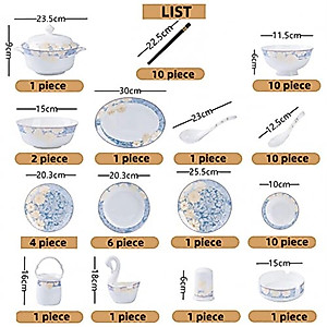 IULJH 60 Piece Bone China Tableware Sets Food Bowl Sushi Dishes Ramen Plates Dinner Set Utensils For Kitchen Accessories