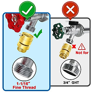 Fine Thread Vacuum Breaker, PK1390 1-1/16" Fine Thread Female No Lead Brass Self-Draining Vacuum Breaker, Hose Bib Vacuum Breaker, Providing you with Healthy Portable Water (NOT fit 3/4" GHT Bibcock)