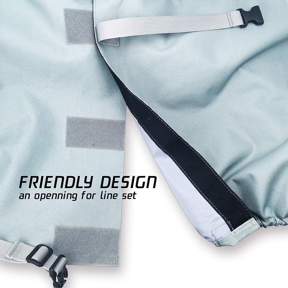 LBG Products Square Air Conditioner Cover for Central AC Outdoor Condenser Units, Heavy Duty All Weather Protection, 32L x 32W x 36H inches,Grey Color with Light Blue