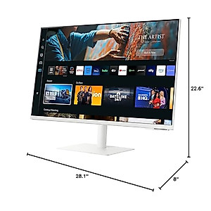 SAMSUNG 32-Inch M70C Series UHD Smart Computer Monitor w/Streaming TV, Gaming Hub, Adjustable Stand, Remote PC Access, Slimfit Camera, Multiple Ports, Mobile Connectivity, LS32CM703UNXZA, White