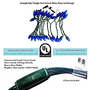 Outdoor C9 Holiday String Lights Strawberry Blue Christmas Lights Commercial Grade,8" Spacing 25LED, Green Wire 18Ft Heavy-Duty Wedding Party Decorative Lights