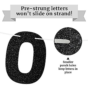 Pre-Strung Older Wiser Hotter Banner - NO DIY - Black Glitter Happy Birthday Party Banner - Pre-Strung Garland on 8 ft Strands. Black Birthday Party Decorations For Men & Women. Did we mention no DIY?