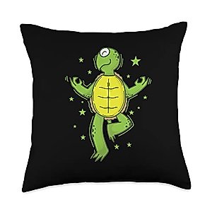 Turtle reptile carapace old Sauropsida Testudines Turtle Doing Yoga Reptile Water Throw Pillow, 18x18, Multicolor