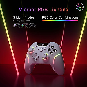 EasySMX X20 Wireless Gaming Controller with RGB Backlit, 2-Stage Hall Effect Stick, 1000Hz Polling Rate, 6-Axis Gyro on Multi-Platform, Mech Buttons- Compatible with PC/Switch/Steam/Android