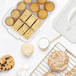 BTSKY Plastic Food Storage Container with lids, Dumpling Storage Box, Cookie Carrier Cookie Sheet with Lid, Portable Large Food Container for Snack, Fruit, Vegetables, Meat, Wontons(2-Layer, White)