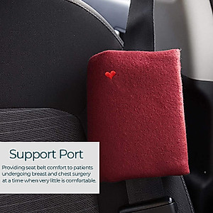 The Breast & Chest Buddy Port Support - Seatbelt Pads for Open Heart Surgery and Mastectomy Recovery - Burgundy