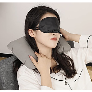 LOUIS FELT 2 Pack Grey Inflatable Travel Neck Cushion Pillow Supports Head & Neck, Flocked Fabric Air Pillow,Compact Travel Pillows for Airplanes Travel Light Inflatable Neck Pillow for Traveling