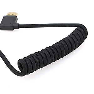 Eonvic 2.1 HDMI Coiled Cable 8K HDMI to HDMI Cable High Speed Thin HDMI Male to Male Extender Braided Coiled Cable for Atomos Ninja V, Sony a7siii, Portkeys BM5 Monitor