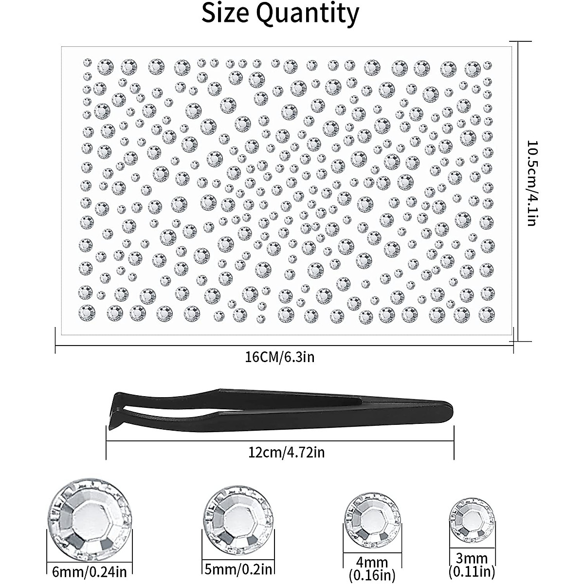 QOOSIKICC 5 Sheets Rhinestones Stickers Self Adhesive, Clear Stick on Crystal Diamond Gems Stickers, Bling Craft Jewels Gems Stickers for Nails Face Makeup Decoration Rhinestones Gems Stickers