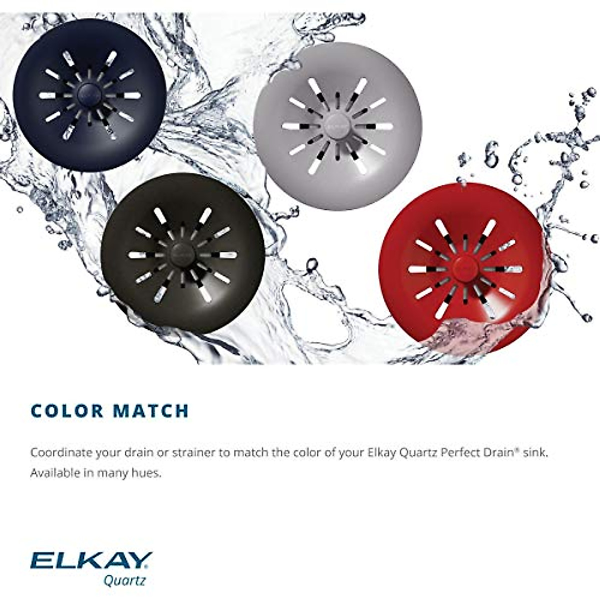 Elkay LKPDQD1BK Quartz Perfect Drain 3-1/2" Polymer Disposer Flange with Removable Basket Strainer and Rubber Stopper Black