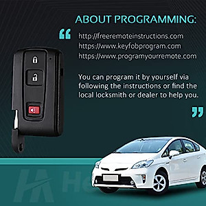 HelloAuto Key Fob Fit for 2004-2009 Toyota Prius 3 Buttons Replacement Keyless Entry Smart Remote Key. FCC ID: MOZB31EG P/N: 2584A-B31EG, 89994-47061 (ONLY FITS Silver Logo)