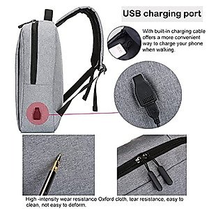 Jranter Laptop Backpack Slim Business Work College School Computer Bag with USB Charging Port Fits 15.6 inch Notebook (gray)